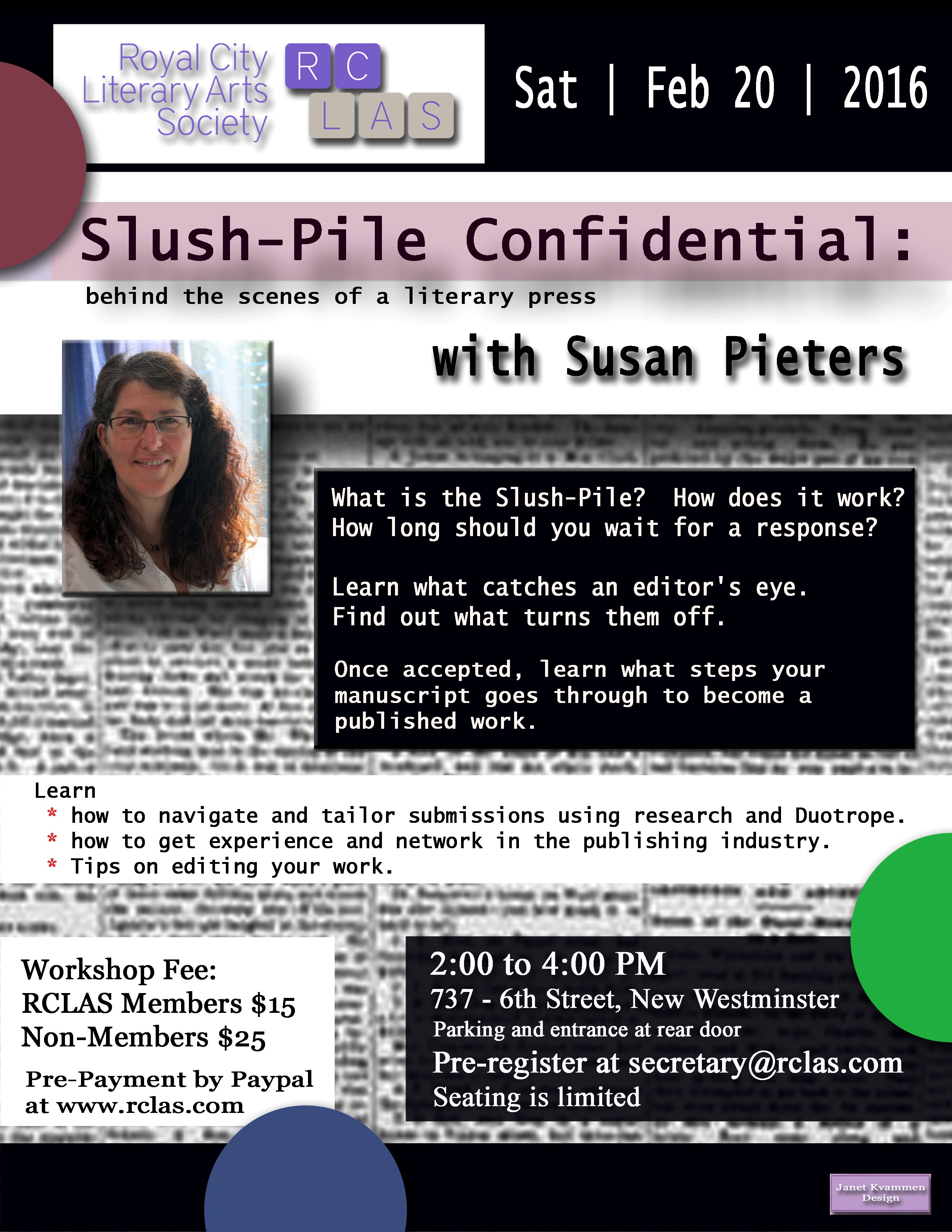 CONCLUDED! Workshop: Slush Pile Confidential, with Susan Pieters